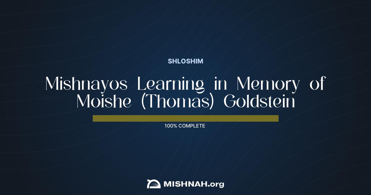 Moishe (Thomas) Goldstein Mishnah Learning Chart | Mishnah.org