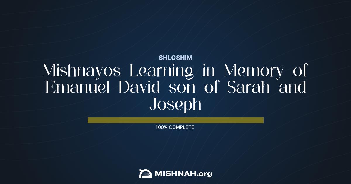 Emanuel David son of Sarah and Joseph Mishnah Learning Chart | Mishnah.org
