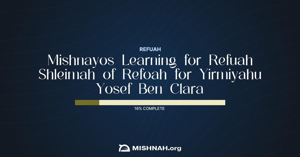 Refoah for Yirmiyahu Yosef Ben Clara Mishnah Learning Chart | Mishnah.org